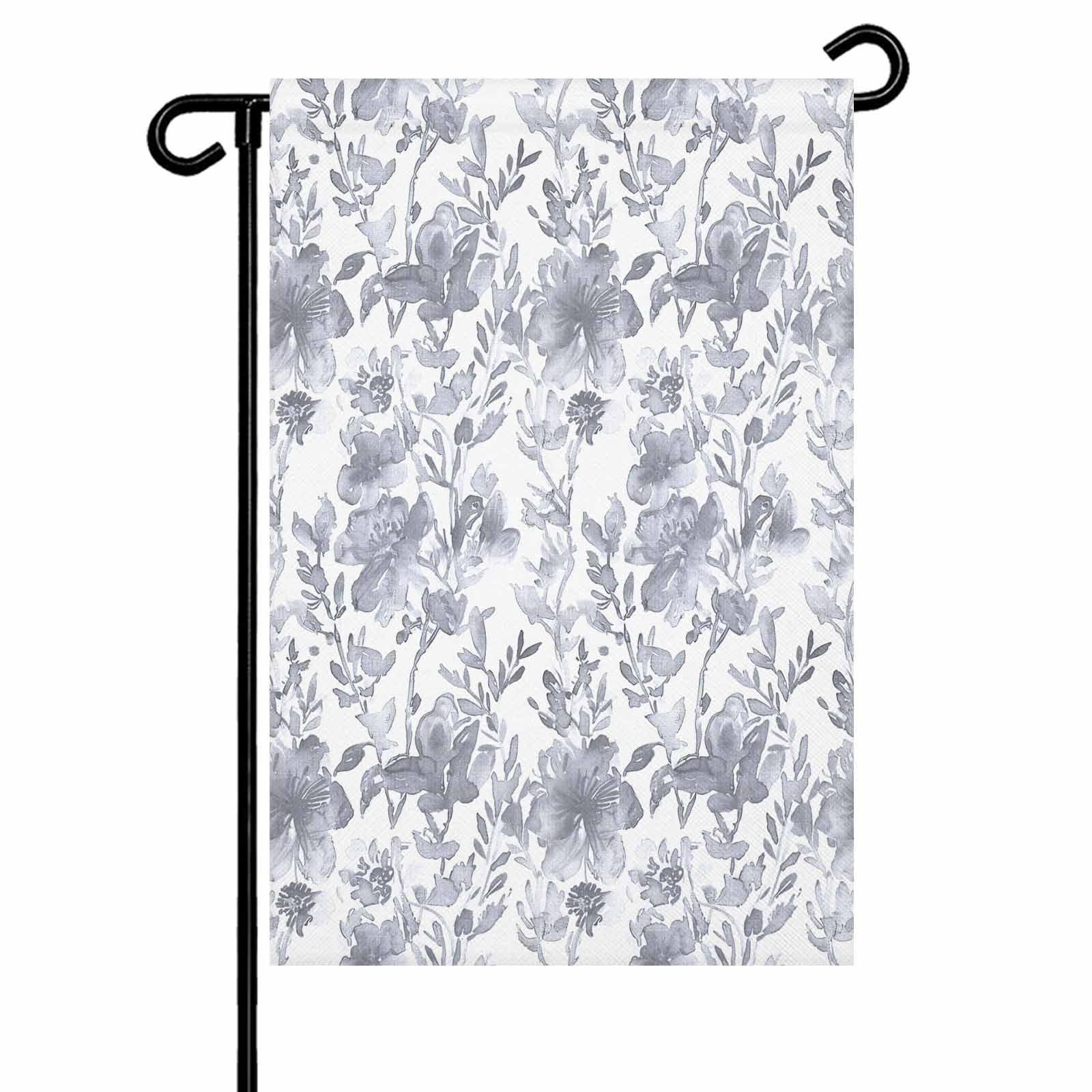 Abstract Gray Floral Garden Flag 28x40 Inch Watercolor Plants Flowers ...