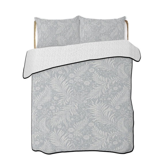 Abstract Gray Flower Quilts Bedding Set Full Size Modern Minimalist Art ...