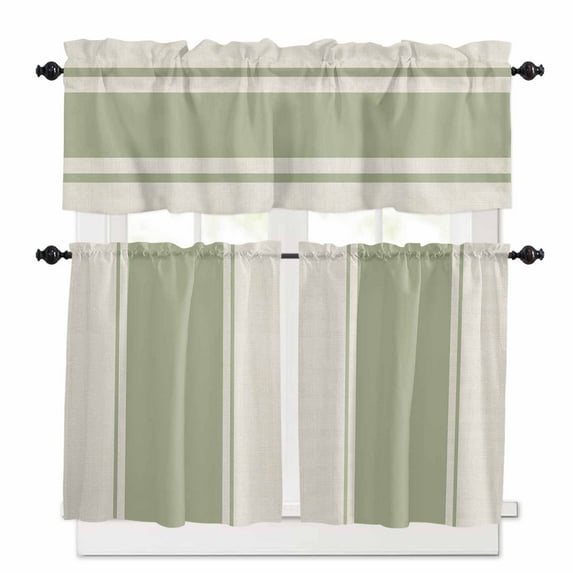 Abstract Gray Green Color Block Kitchen Curtains Valance and Tier Set ...