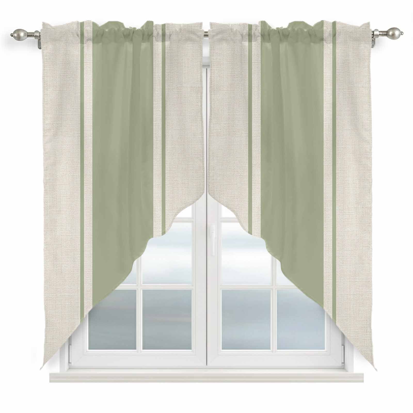 Abstract Gray Green Color Block Swag Curtain Valance for Window 2 ...