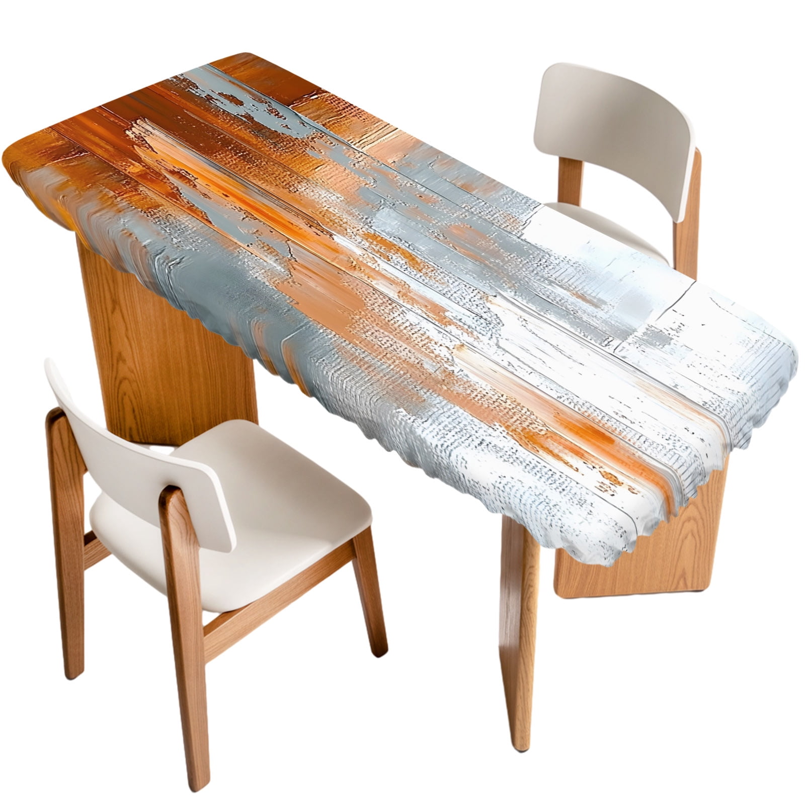 Abstract Gray Ombre Fitted Rectangle Tablecloth 32" x 96" Oil Painting ...