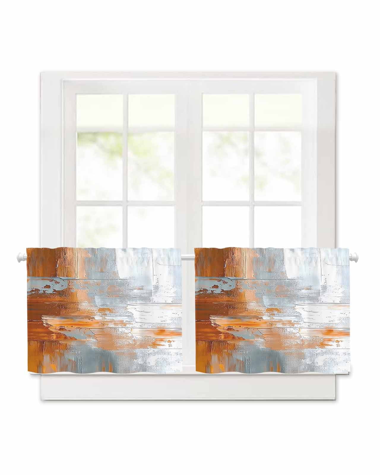 Abstract Gray Ombre Short Blackout Curtains 30 Inch Long Oil Painting ...