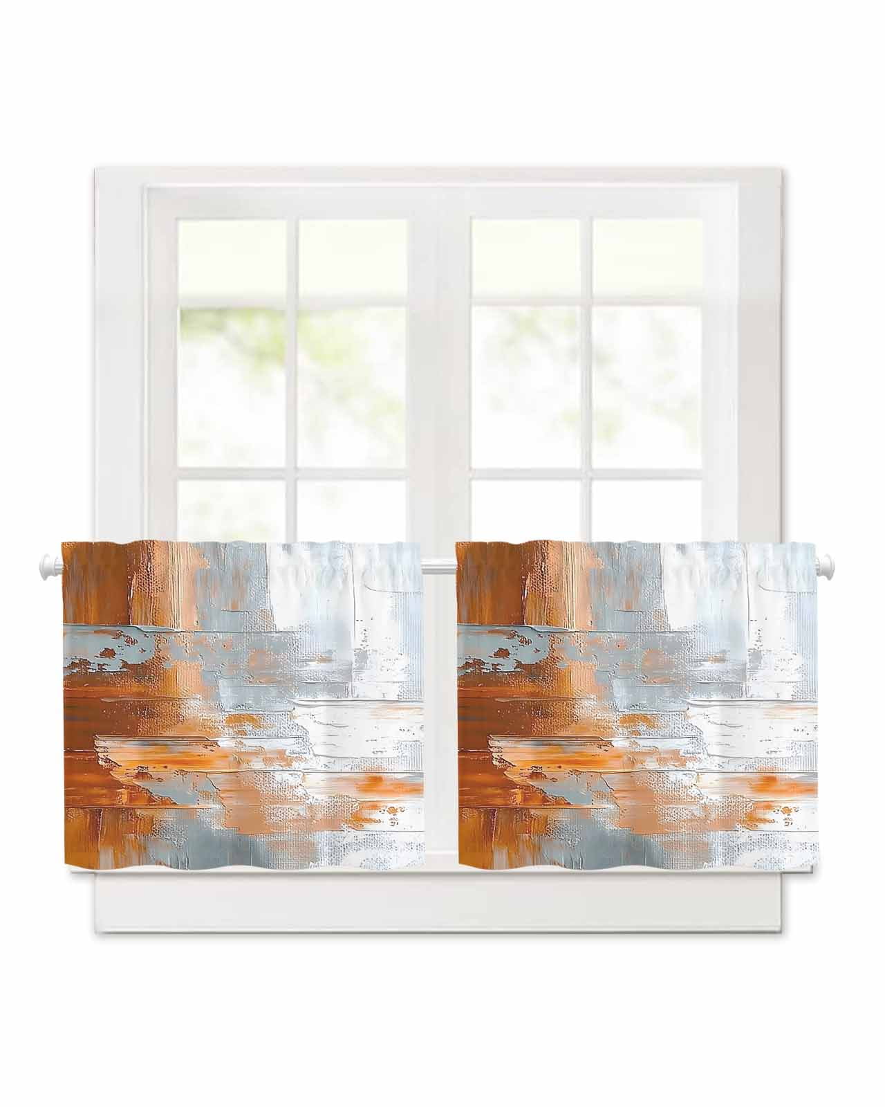 Abstract Gray Ombre Short Blackout Curtains 45 Inch Long Oil Painting ...
