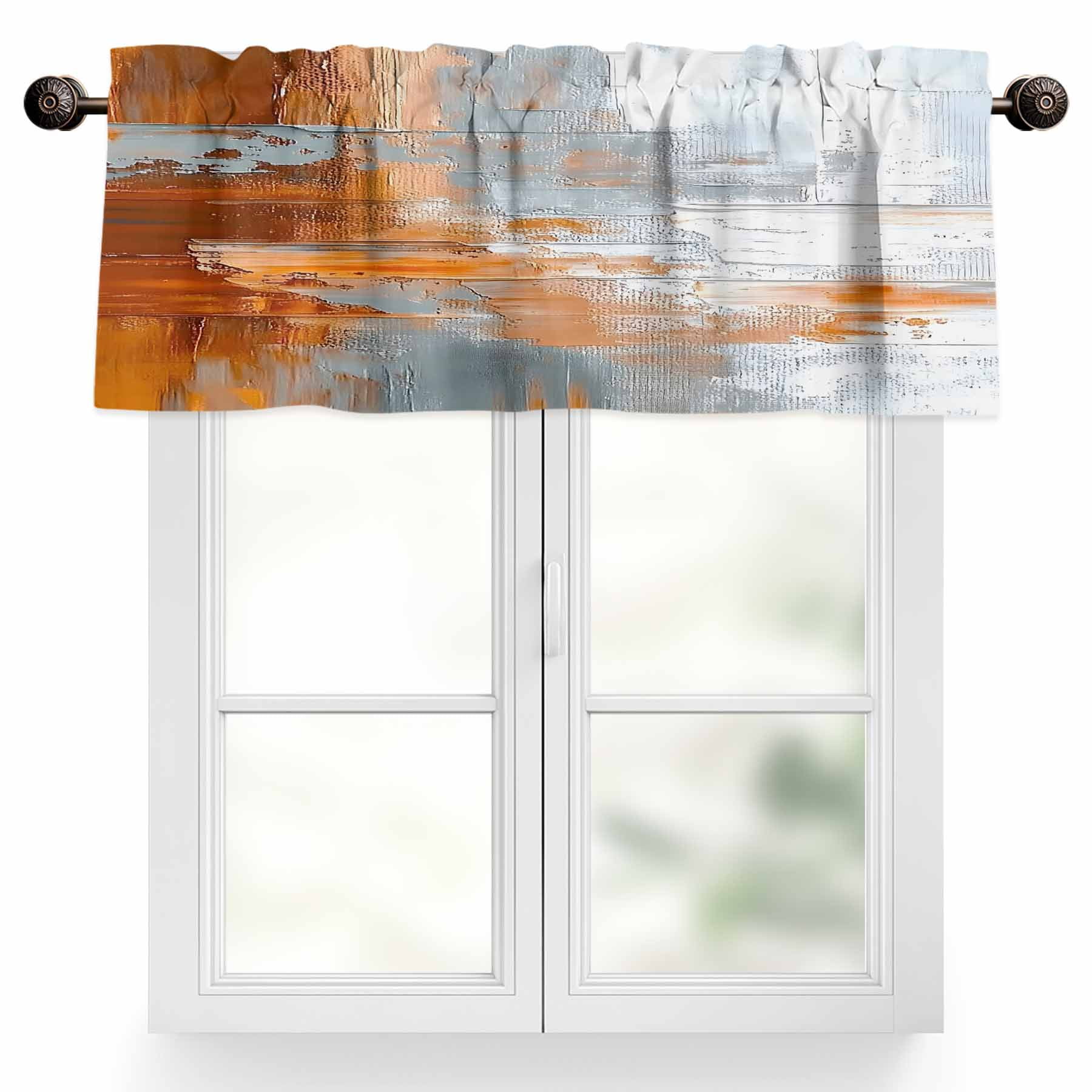 Abstract Gray Ombre Valances for Windows, 42 x 18in, Oil Painting ...