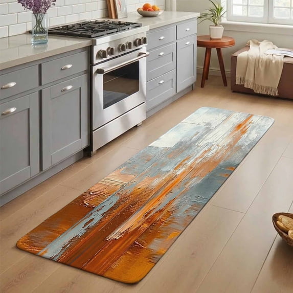Abstract Gray Ombre Washable Runner Rug 3X5 ft Oil Painting Abstract ...