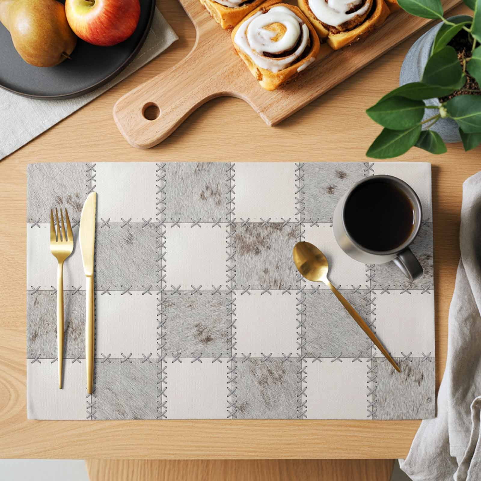 Abstract Gray Patchwork Placemats Set of 1, Country Farmhouse ...