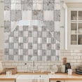 Abstract Gray Patchwork Swag Curtains Valance and Tier Set, Country ...