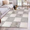 Abstract Gray Patchwork Washable Area Rug 4x6 Country Farmhouse ...