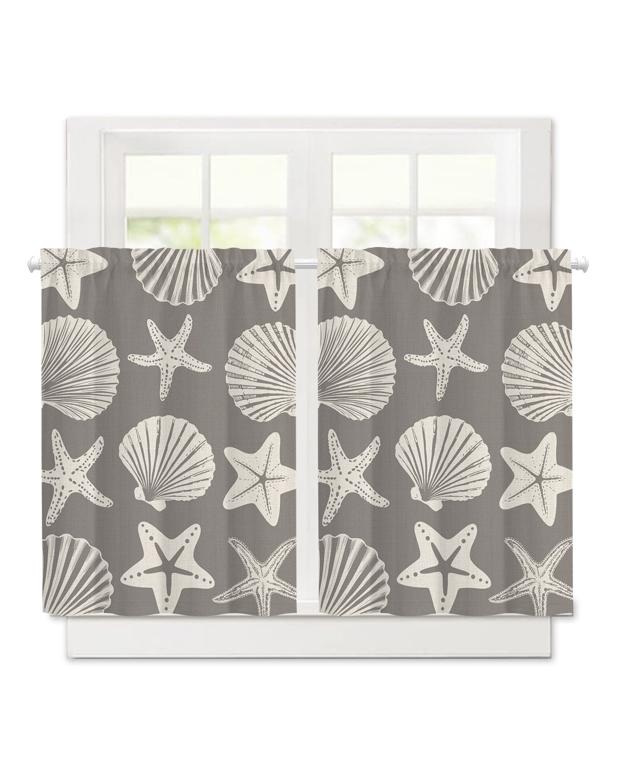Abstract Gray Starfish Ocean Short Blackout Curtains 36 Inch Long ...
