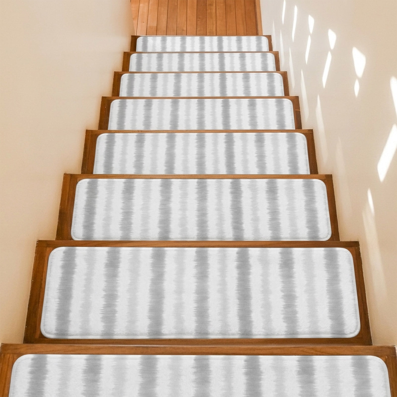 Abstract Gray Stripes Stair Treads Non Slip for Steps Rustic Watercolor ...