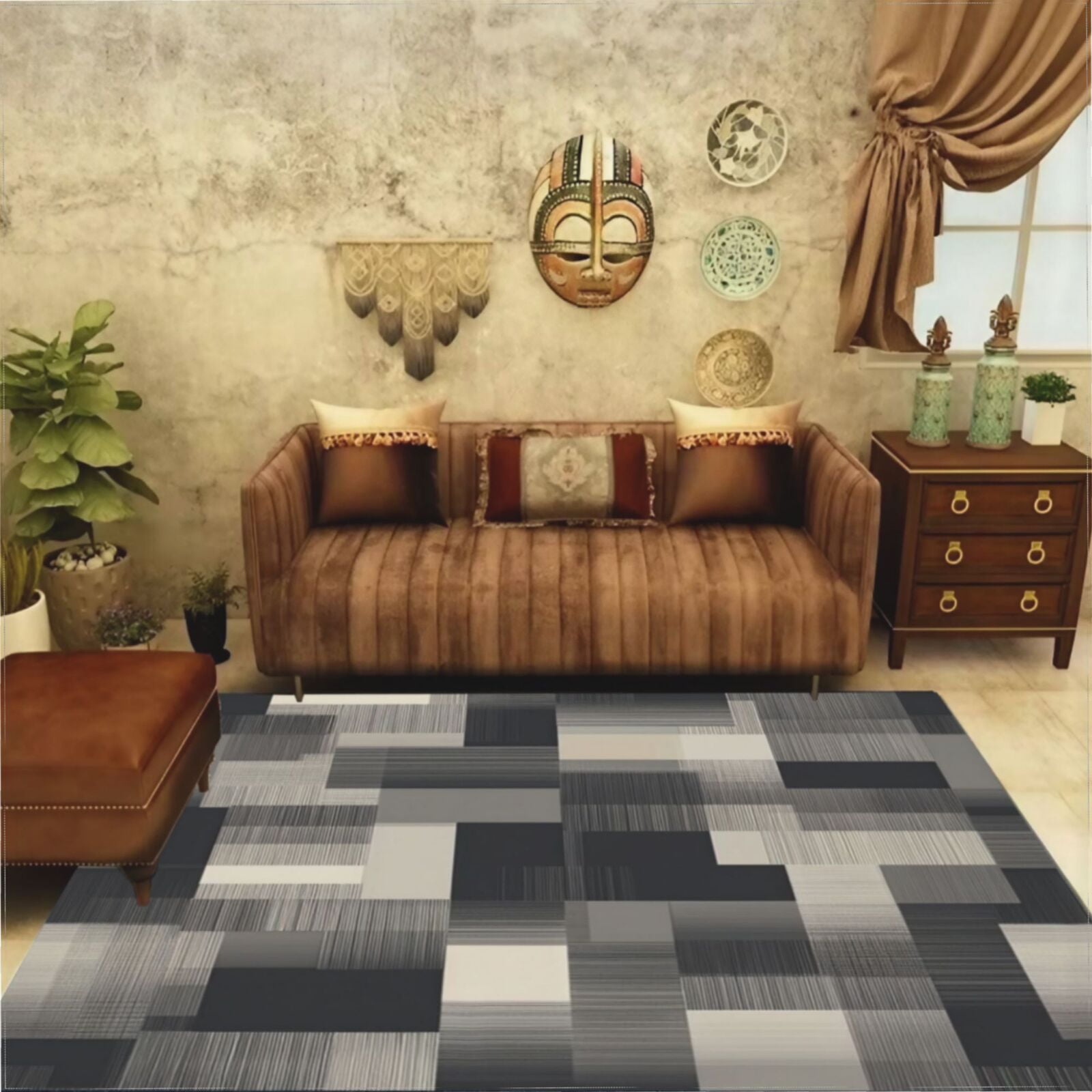 Abstract Gray Textured Pattern Light Luxury Home Carpets Living Room ...