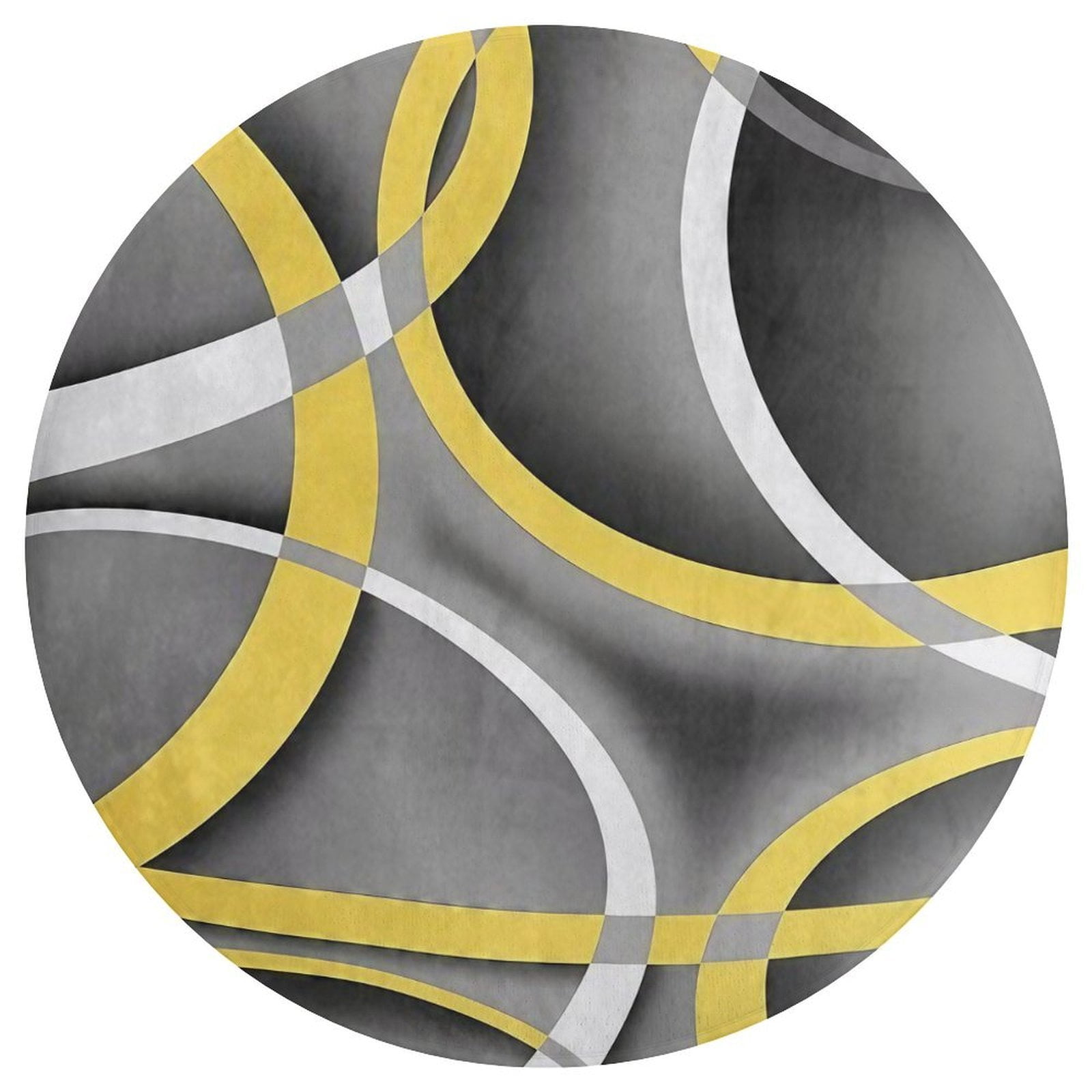 Abstract Gray Yellow Curves Round Carpet Rugs And Carpets for Home ...