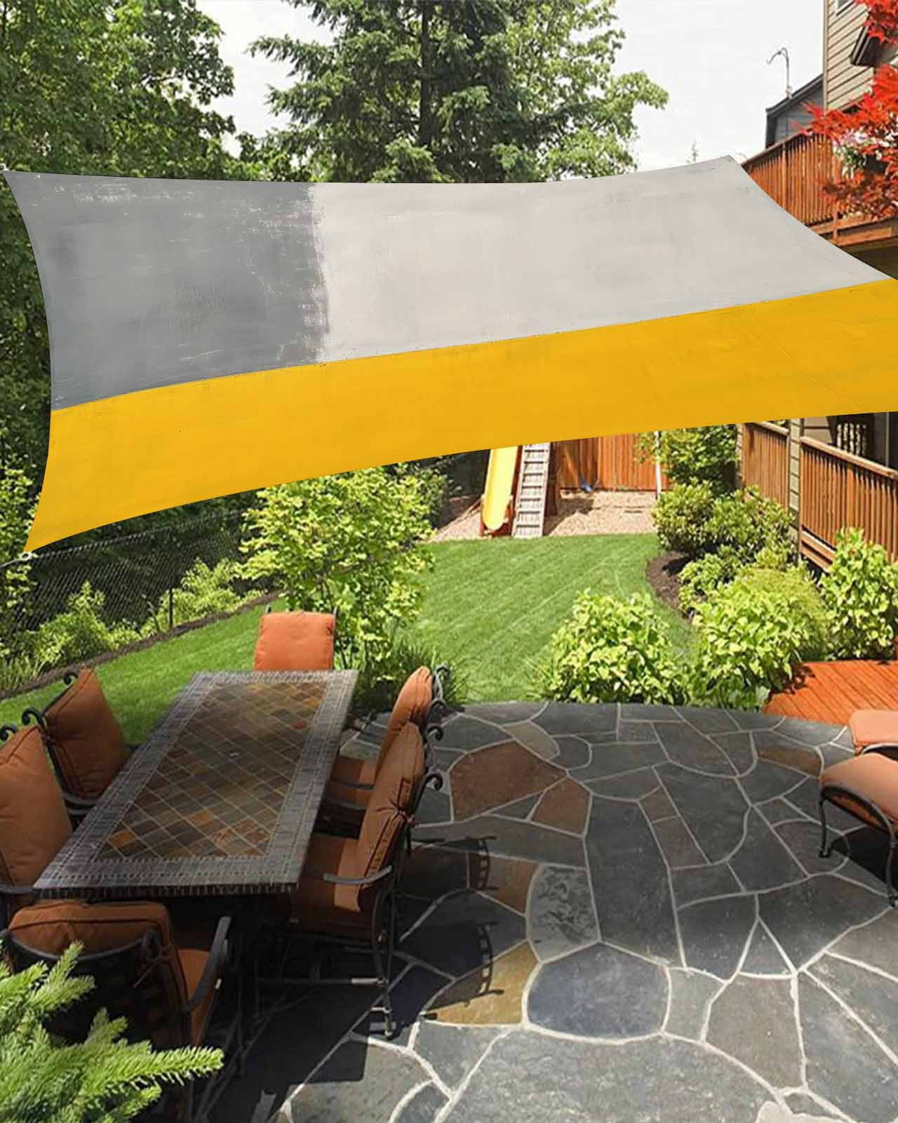 Abstract Gray Yellow Sun Shade Sail 8'X10' Modern Geometric UV Block ...