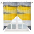 Abstract Gray Yellow Swag Curtain Valance for Window 2 Panels Strip ...