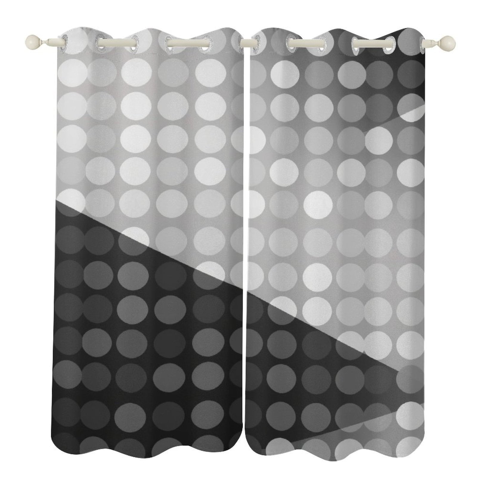 Abstract Grayscale Circle Pattern Design Blackout Curtains 2 Panel Rod ...