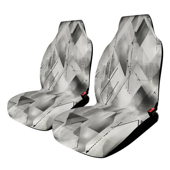 Abstract Grayscale Geometric Design Car Seat Covers Front Seats ...
