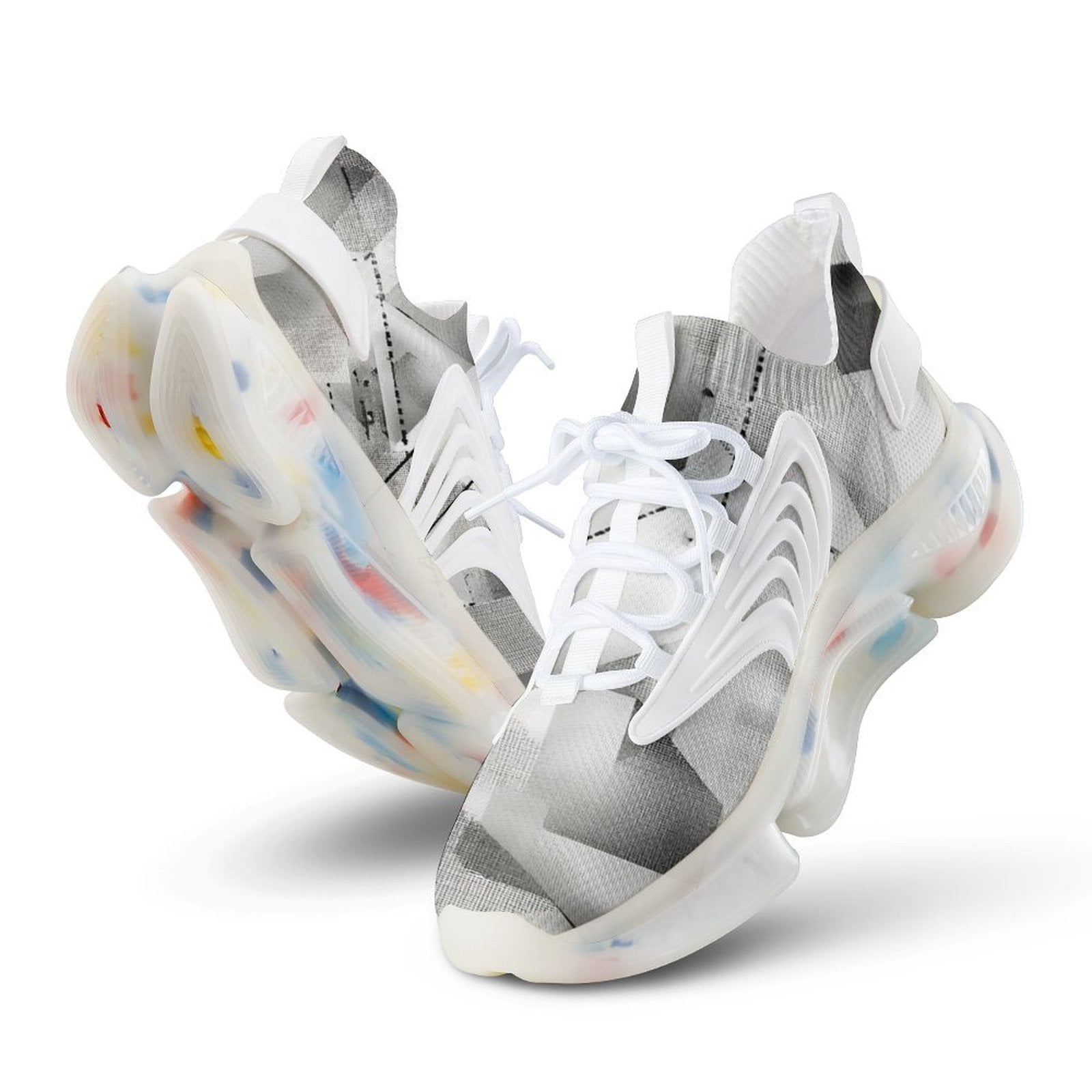 Abstract Grayscale Geometric Design Walking Shoes for Men Woman ...