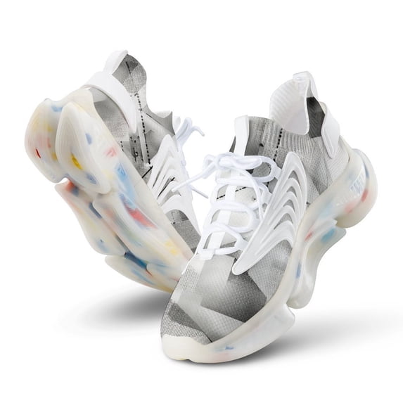 Abstract Grayscale Geometric Design Walking Shoes for Men Woman ...