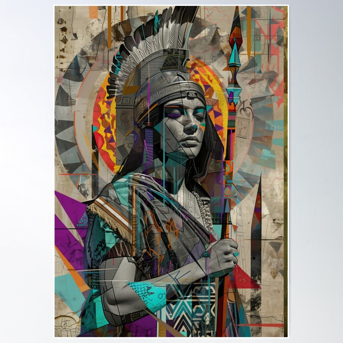 Abstract Greek Goddess Athena Art Poster Wall Art, Modern Wall Decor ...