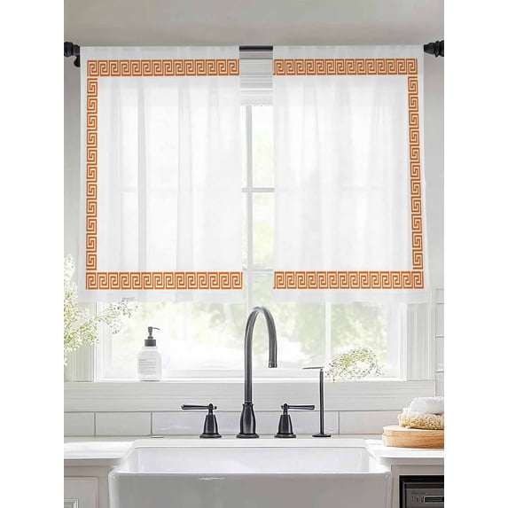 Abstract Greek Inspired Art Chiffon Sheer Curtains 45 Inches Long ...