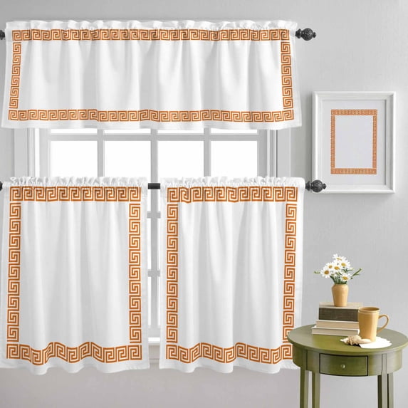 Abstract Greek Inspired Art Curtain Tier and Valance Set 3 Piece ...
