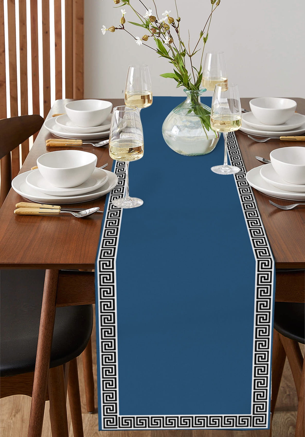 Abstract Greek Inspired Geometric Art Table Runner 13x70in Non-Slip ...