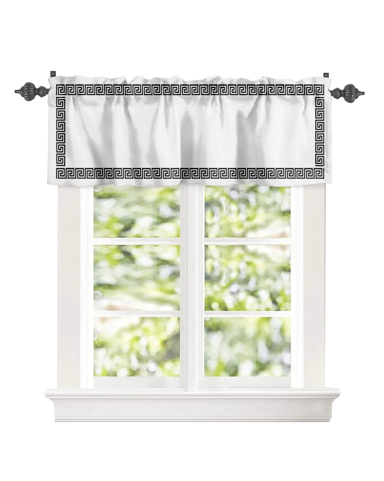 Abstract Greek Key Geometric Window Valances for Kitchen,Rod Pocket ...