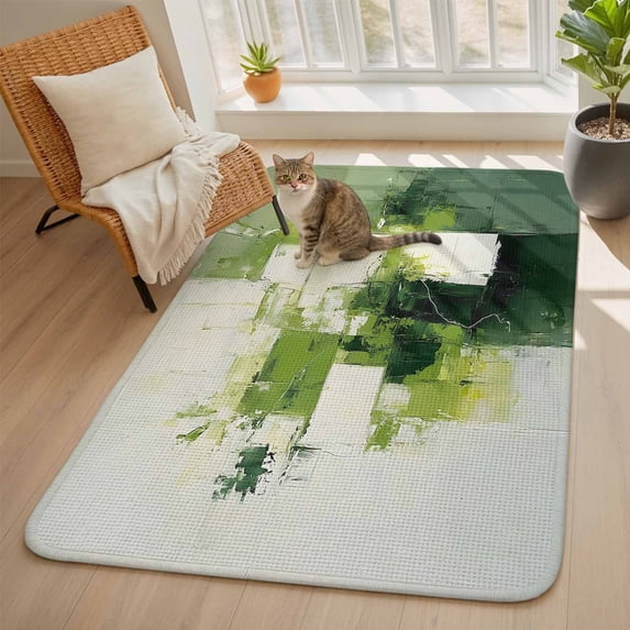 Abstract Green Area Rugs for Living Room 5x7, Minimalist Modern Oil ...