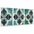 Abstract Green Black Flowers Canvas Wall Art 3 Panels, Vintage Abstract ...