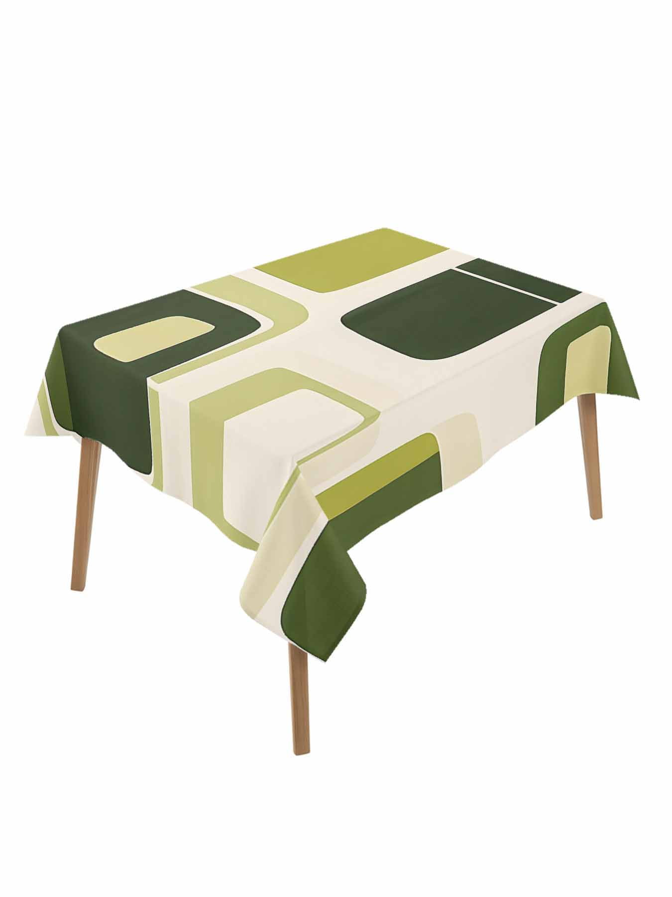 Abstract Green Block Table Cloth 60x84 Inch Rectangle, Dark Green ...