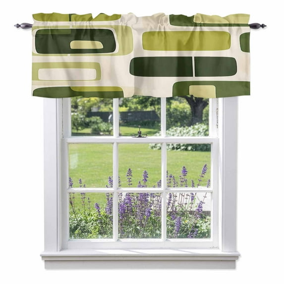 Abstract Green Block Valances for Windows, Dark Green Square Modern Art ...