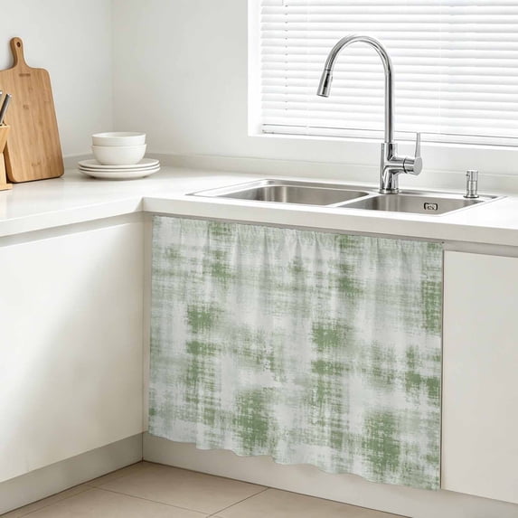 Abstract Green Cabinet Curtain, Country Vintage Farmhouse Minimalist ...