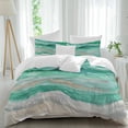 Abstract Green Comforter Set Queen Size, Gradient Beach Ocean Wave Oil ...