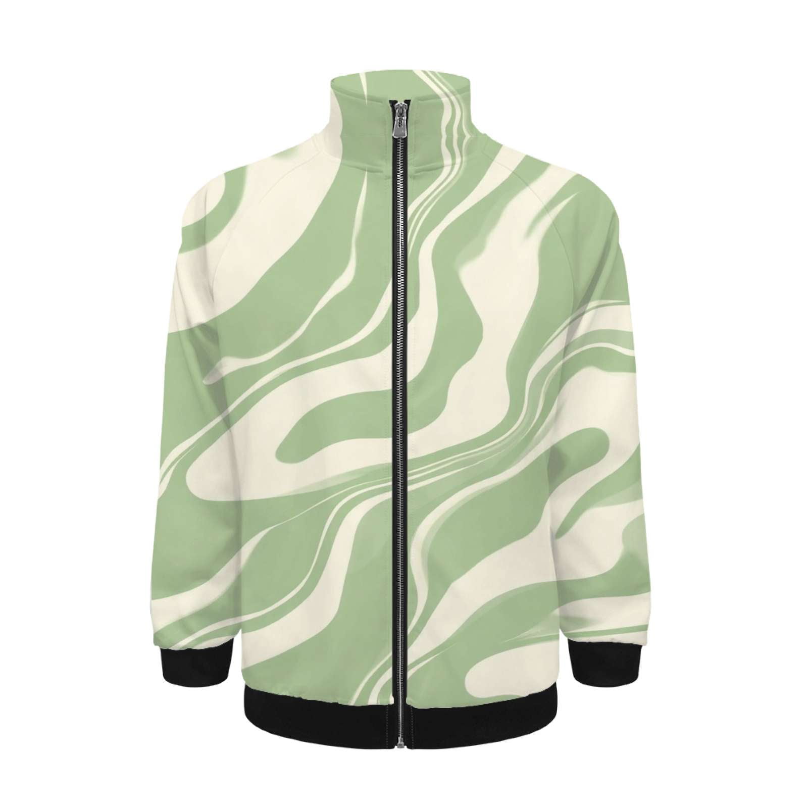 Abstract Green Cream Swirl Pattern Jacket Men's Street Cool Long ...