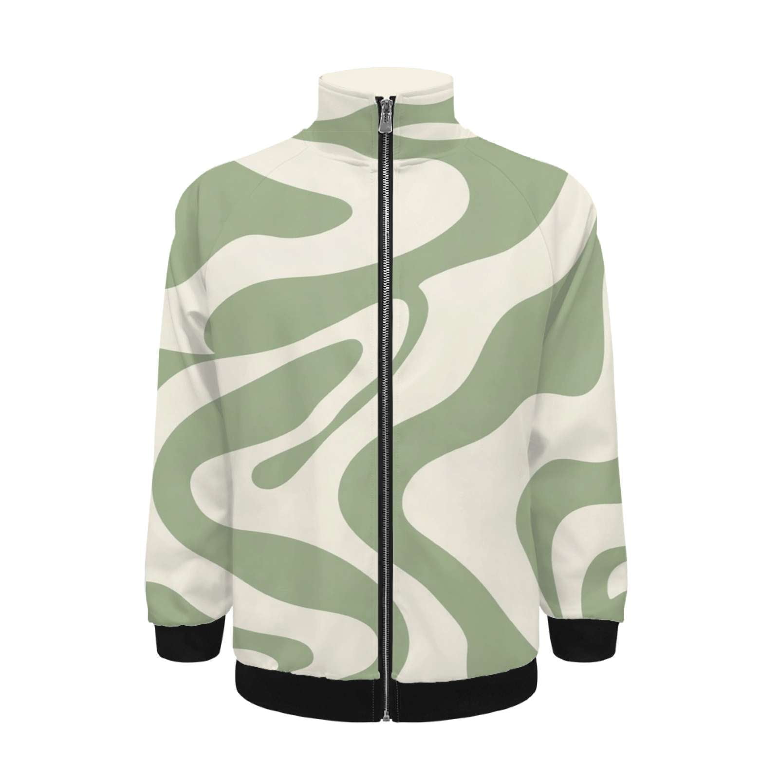 Abstract Green Cream Swirl Pattern Jacket Men's Street Cool Long ...