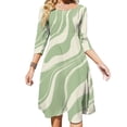 Abstract Green Cream Swirl Pattern Women's Fall Dresses Casual Loose ...