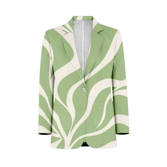 Abstract Green Cream Wavy Pattern Men's Suit Blazer Casual Party Wear ...