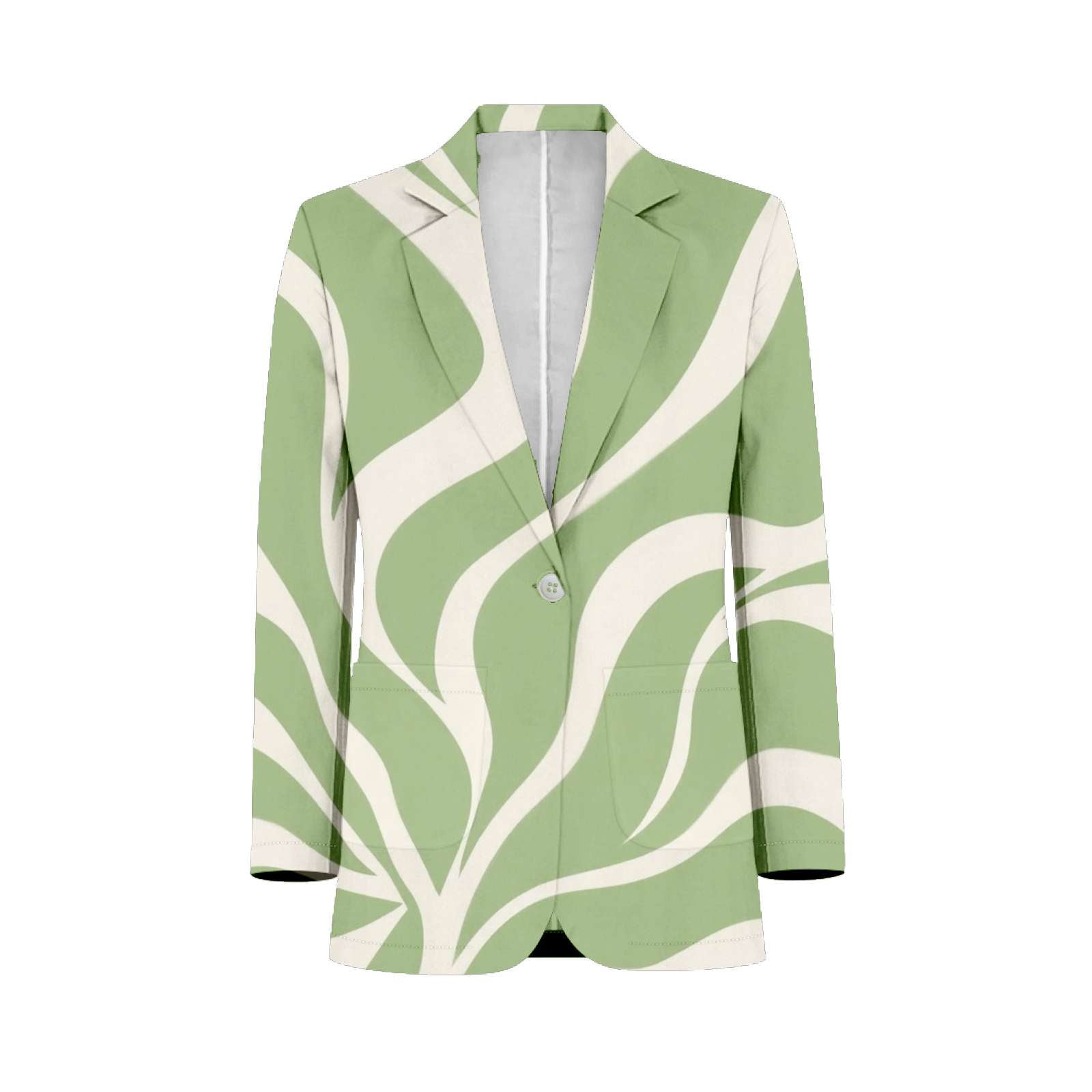 Abstract Green Cream Wavy Pattern Mens Suits Shawl Collar Slim Fit Suit ...