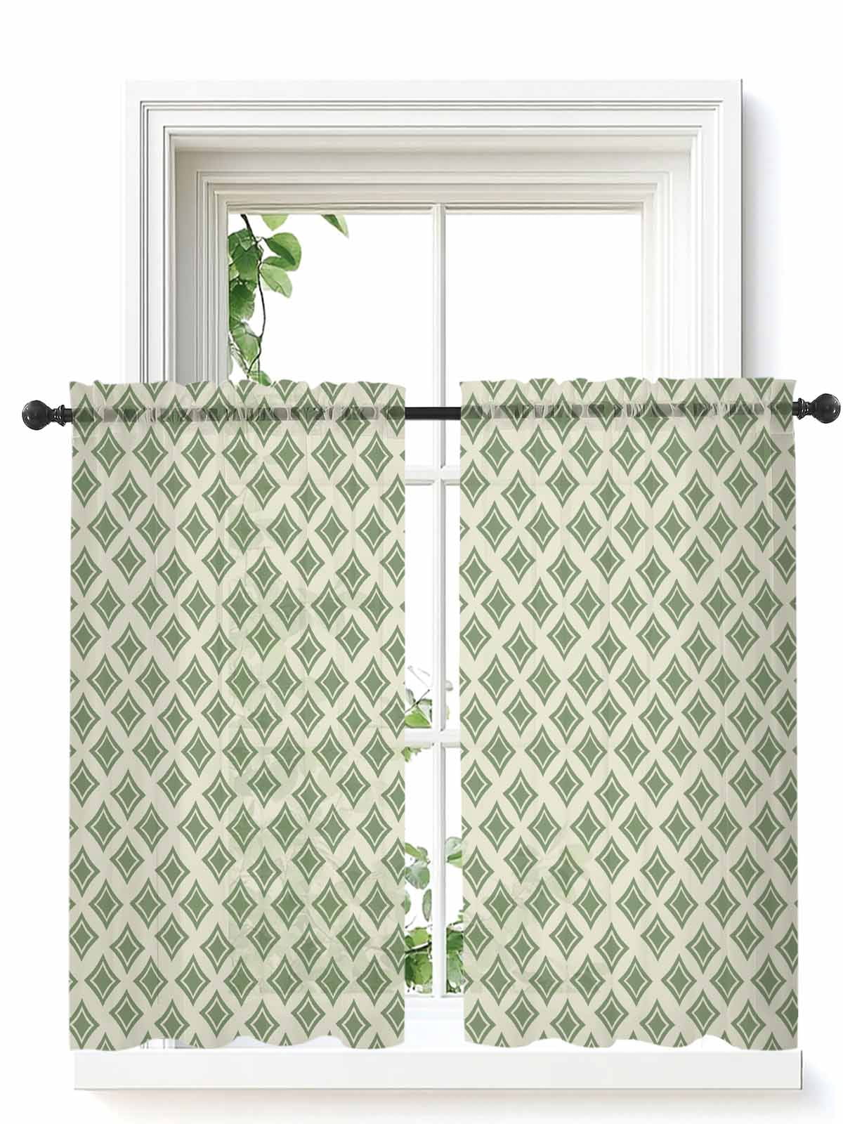 Abstract Green Curtains 54 Inch Length, Sheer Curtains for Bedroom ...