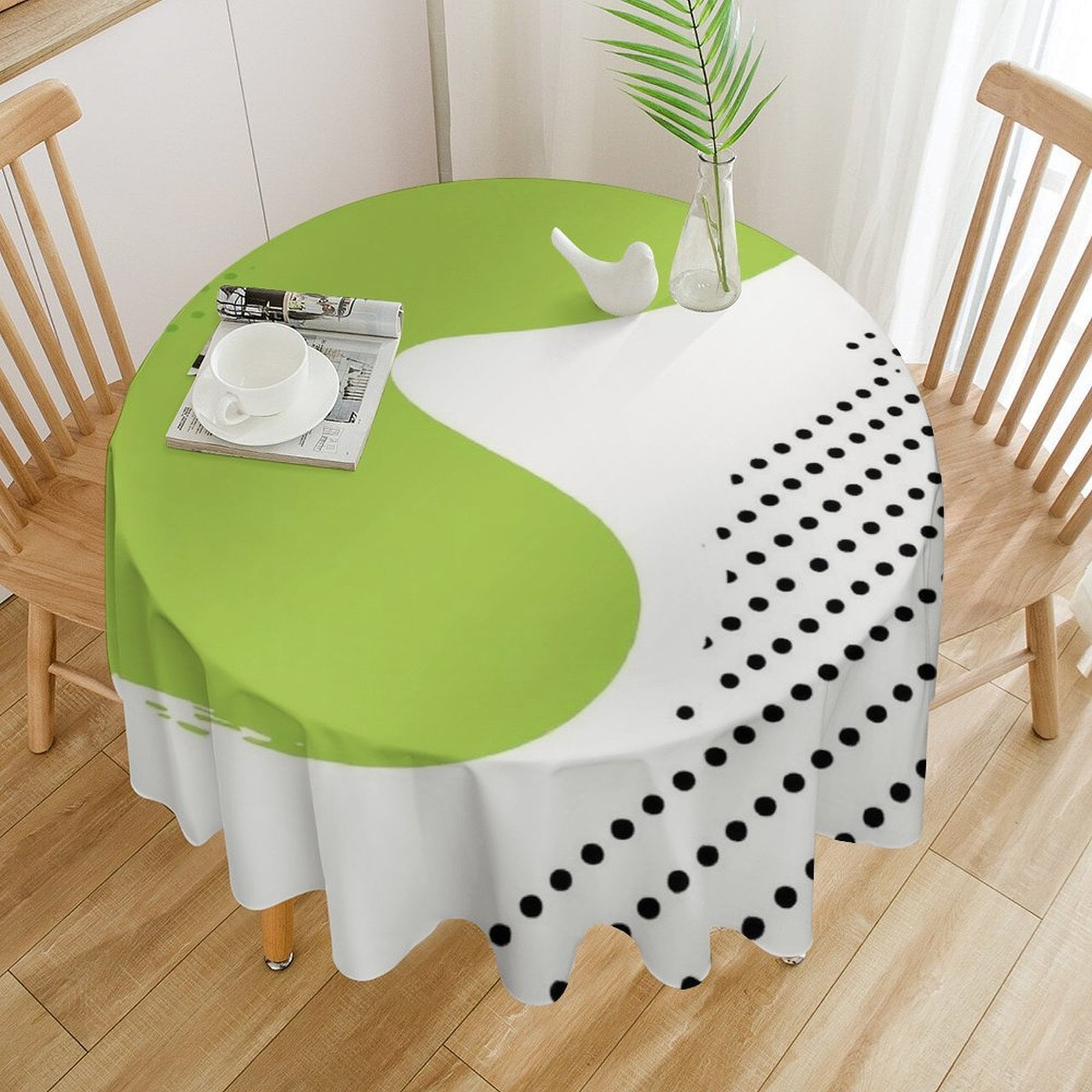 Abstract Green Design Polyester Round Waterproof Cover Table Decor ...