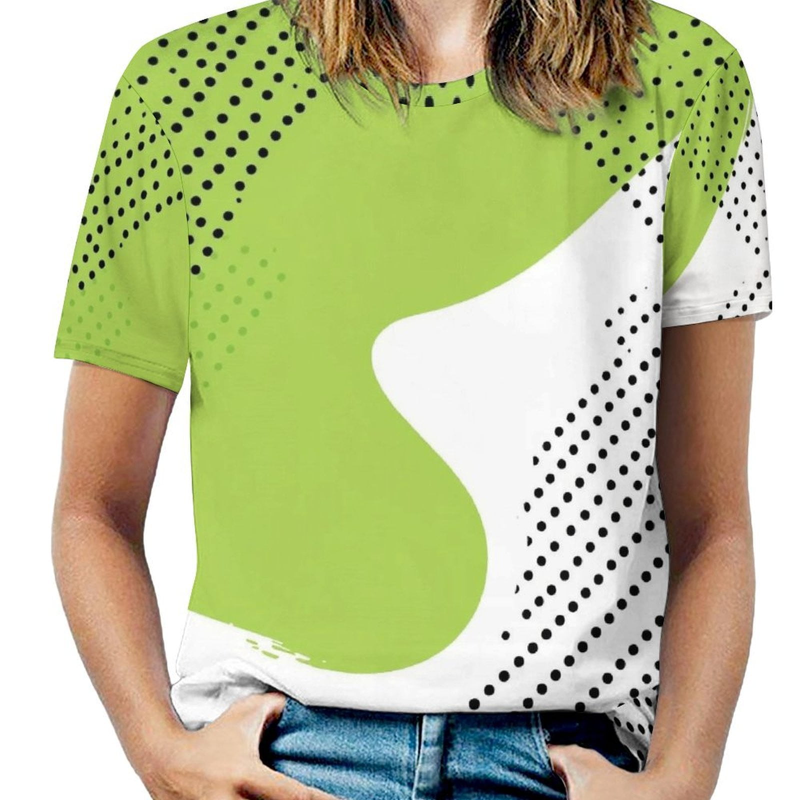 Abstract Green Design T Shirts Streetwear T-Shirt Female Short Sleeve ...