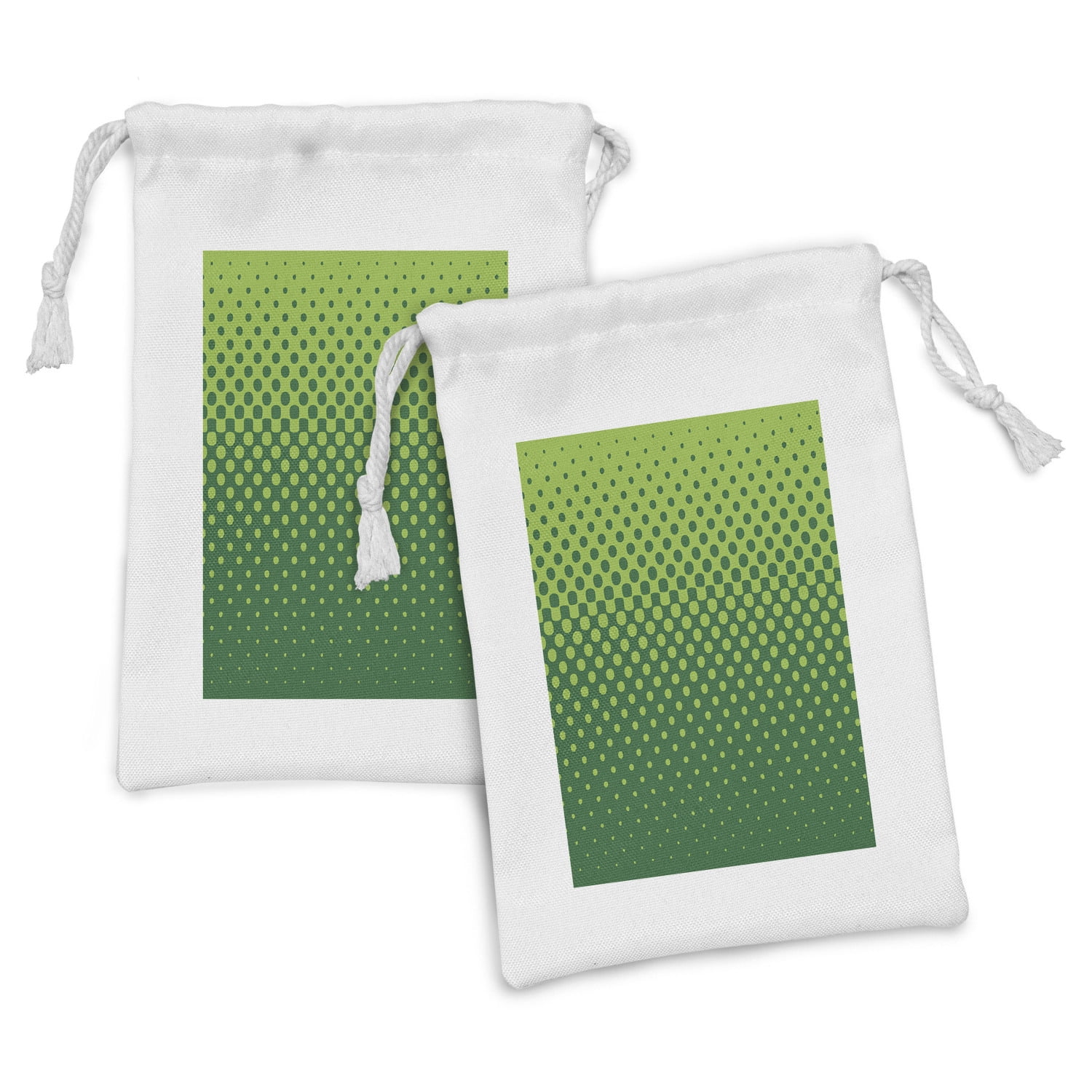 Abstract Green Fabric Pouch Set of 2, Vertical Halftone Design with ...