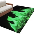 Abstract Green Flame Area Rug 3x5 Washable Rug Non Slip Flickering Fire ...
