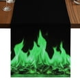 Abstract Green Flame Burlap Cotton Table Runner 13x48 Inches Long ...