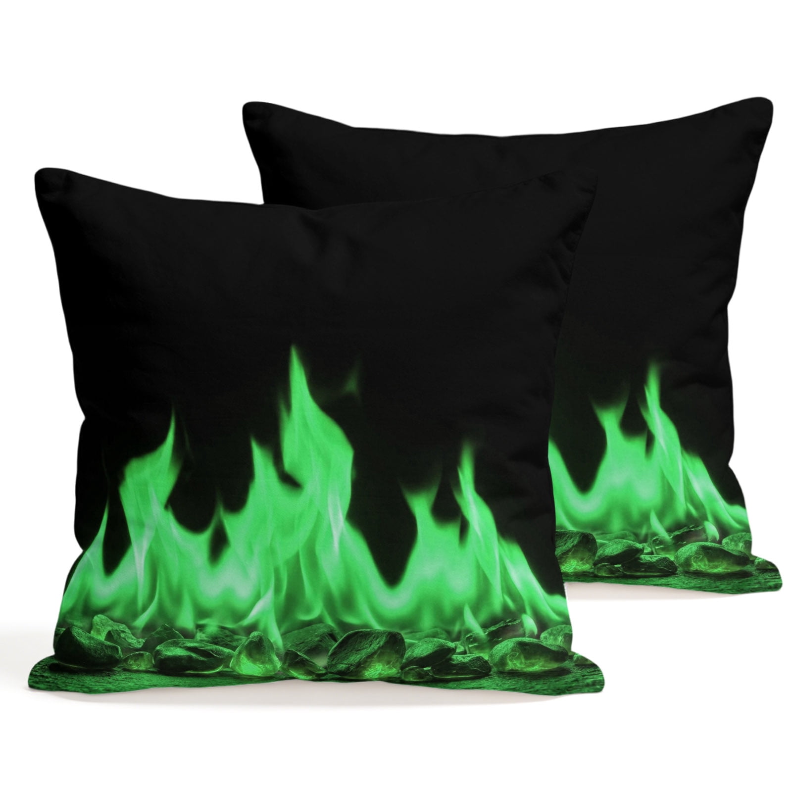 Abstract Green Flame Throw Pillow Covers 20 x 20 Inch Pillow Covers Set ...
