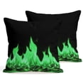 Abstract Green Flame Throw Pillow Covers 20 x 20 Inch Pillow Covers Set ...