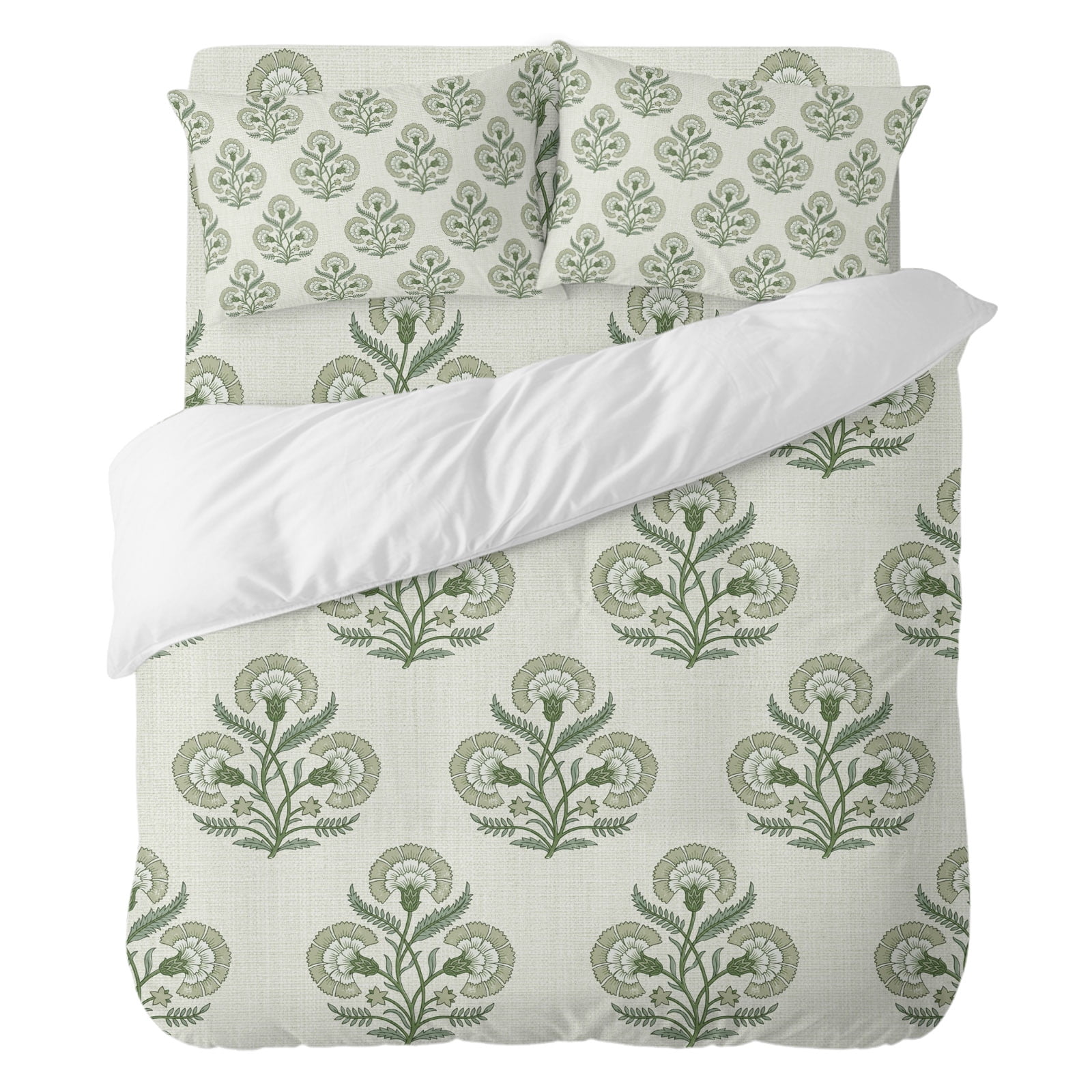 Abstract Green Floral Comforter Set Twin Size, Vintage Exotic Tribal ...