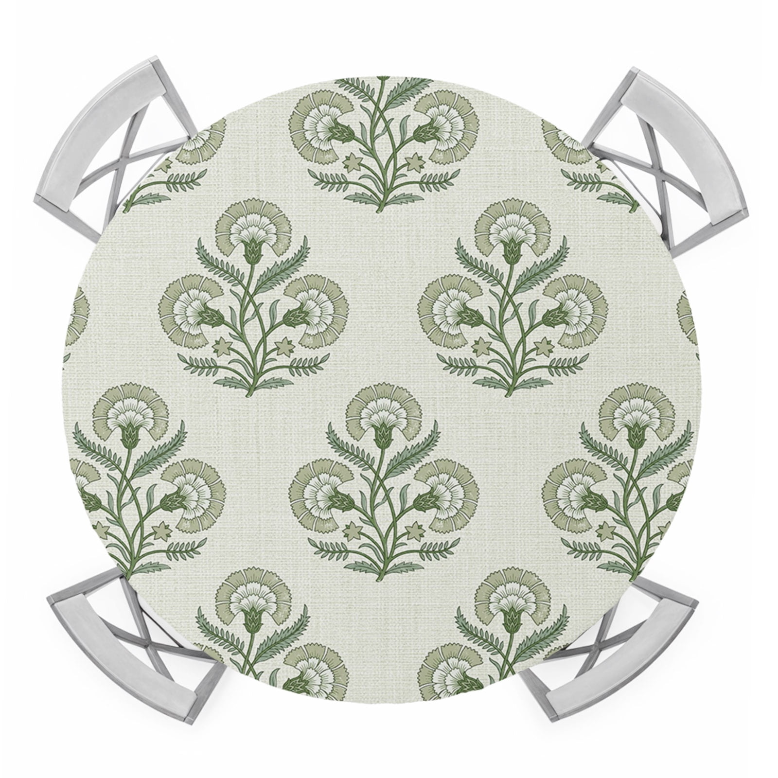 Abstract Green Floral Round Table Cover, Vintage Exotic Tribal Pastoral ...