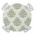 Abstract Green Floral Round Table Cover, Vintage Exotic Tribal Pastoral ...
