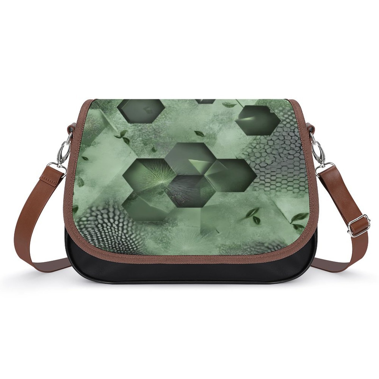 Abstract Green Geometric Design Vintage Crossbody Bag For Women Medium ...